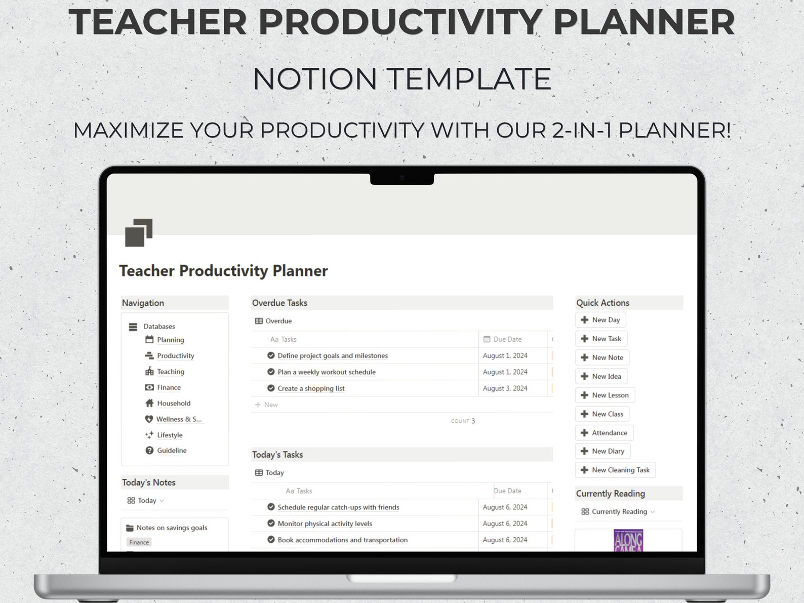 Notion Template All in One Teacher Productivity Planner Aesthetic ...