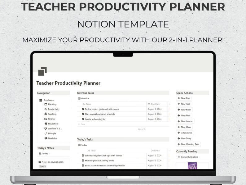 Notion Template All in One Teacher Productivity Planner Aesthetic ...