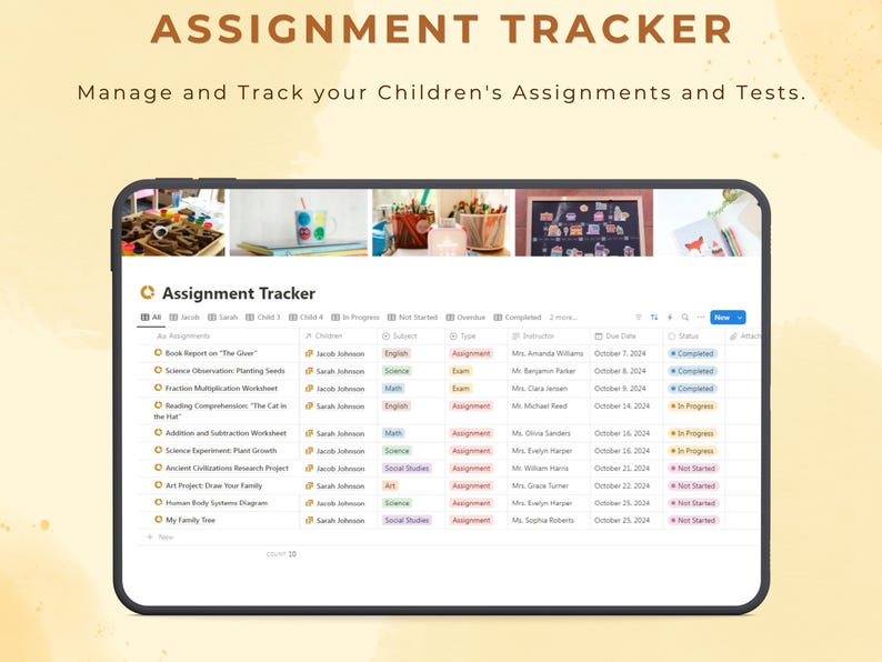 Notion Template Homeschool Planner for Multiple Kids Aesthetic Home Education Dashboard ...
