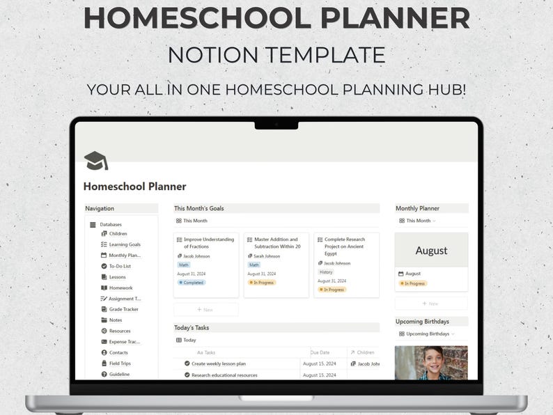 Notion Template Homeschool Planner for Multiple Kids Aesthetic Home ...