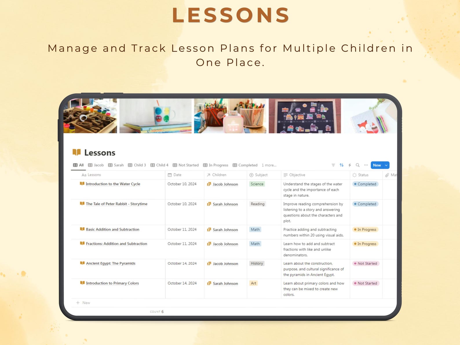 Notion Template Homeschool Planner for Multiple Kids Aesthetic Home ...