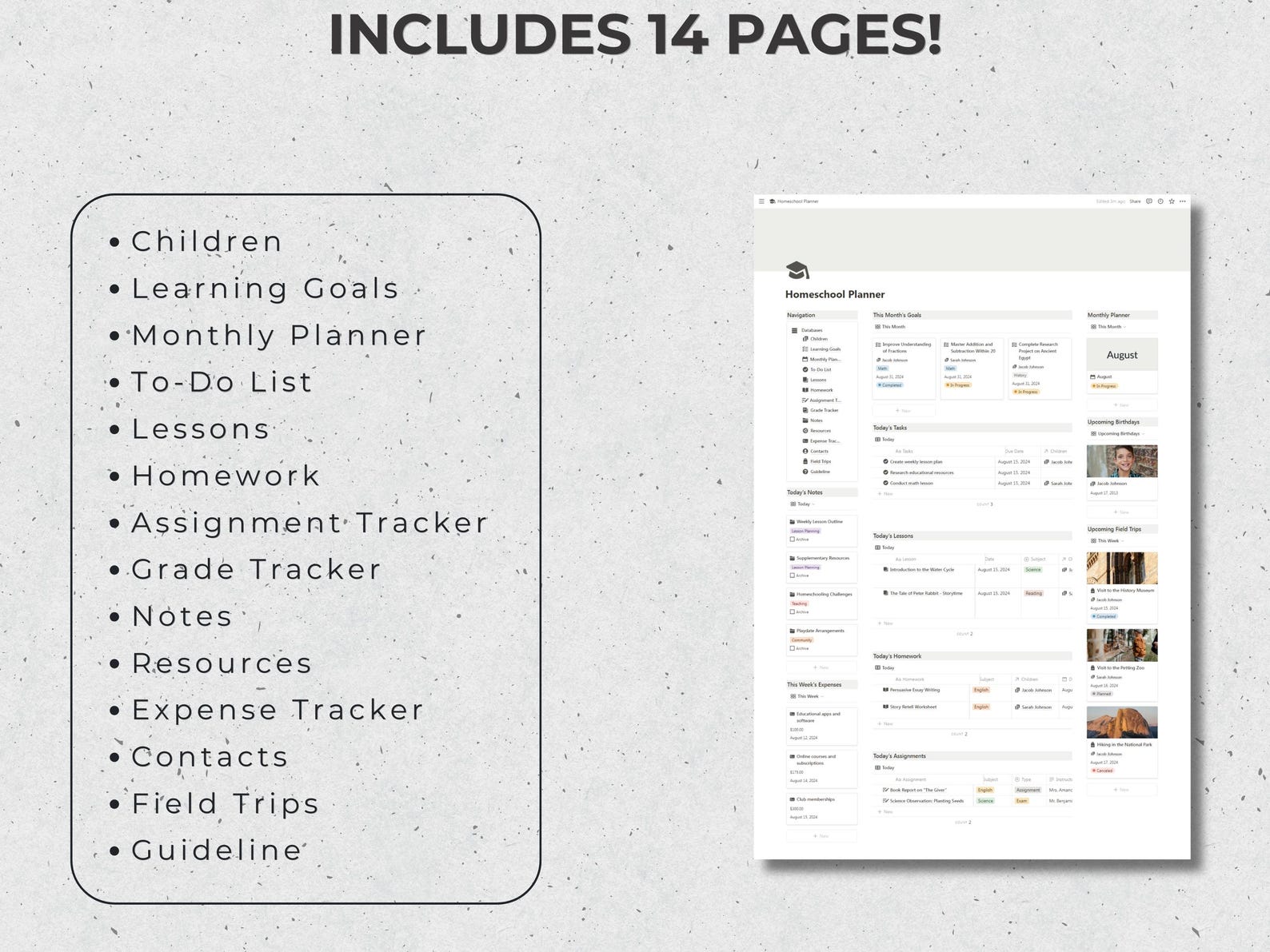 Notion Template Homeschool Planner for Multiple Kids Aesthetic Home ...