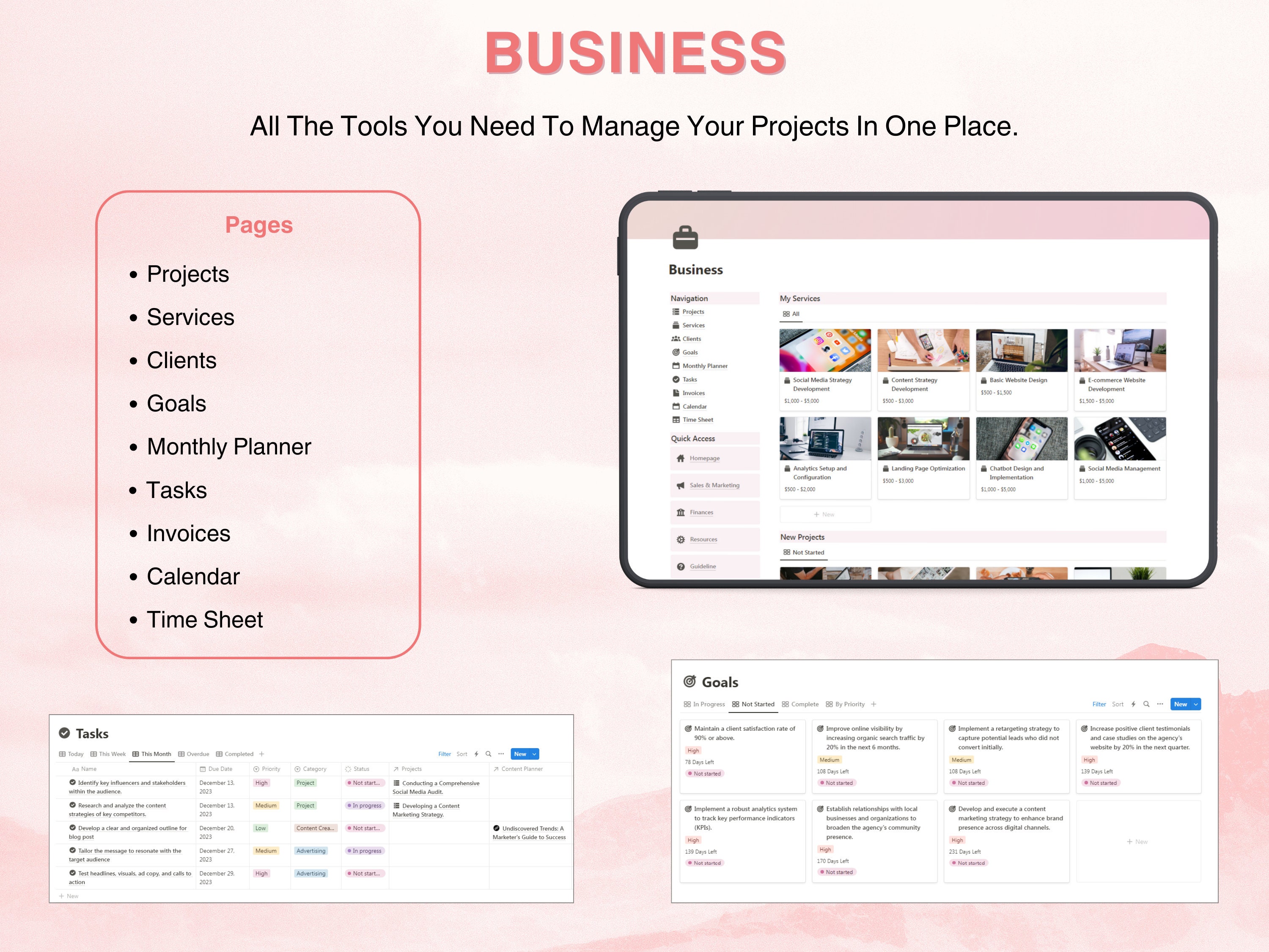 Notion Business Planner Template All in One Project Management ...