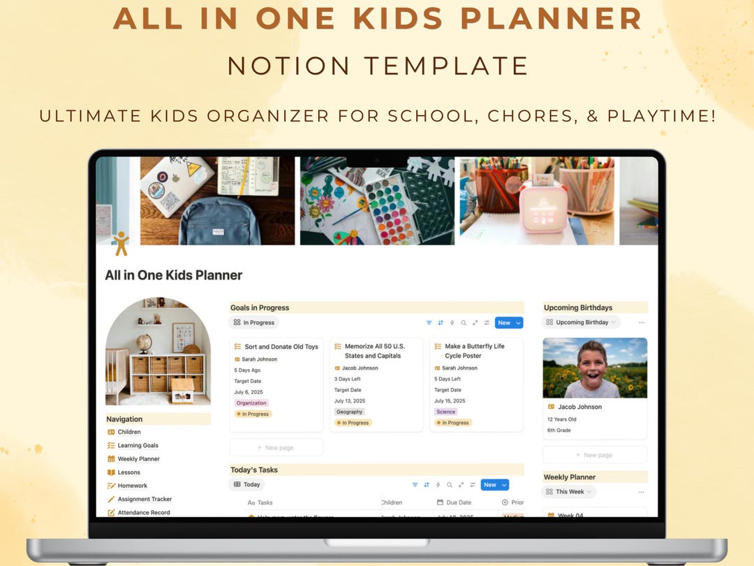 Notion Template Kids Planner Activity Tracker School Lessons Homework ...