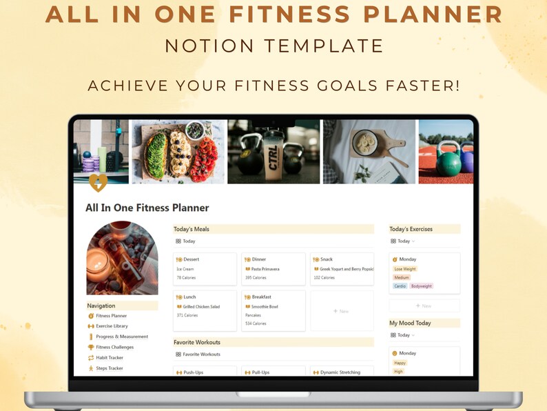 Notion Template Fitness Planner Workout Tracker Aesthetic Weight Loss ...