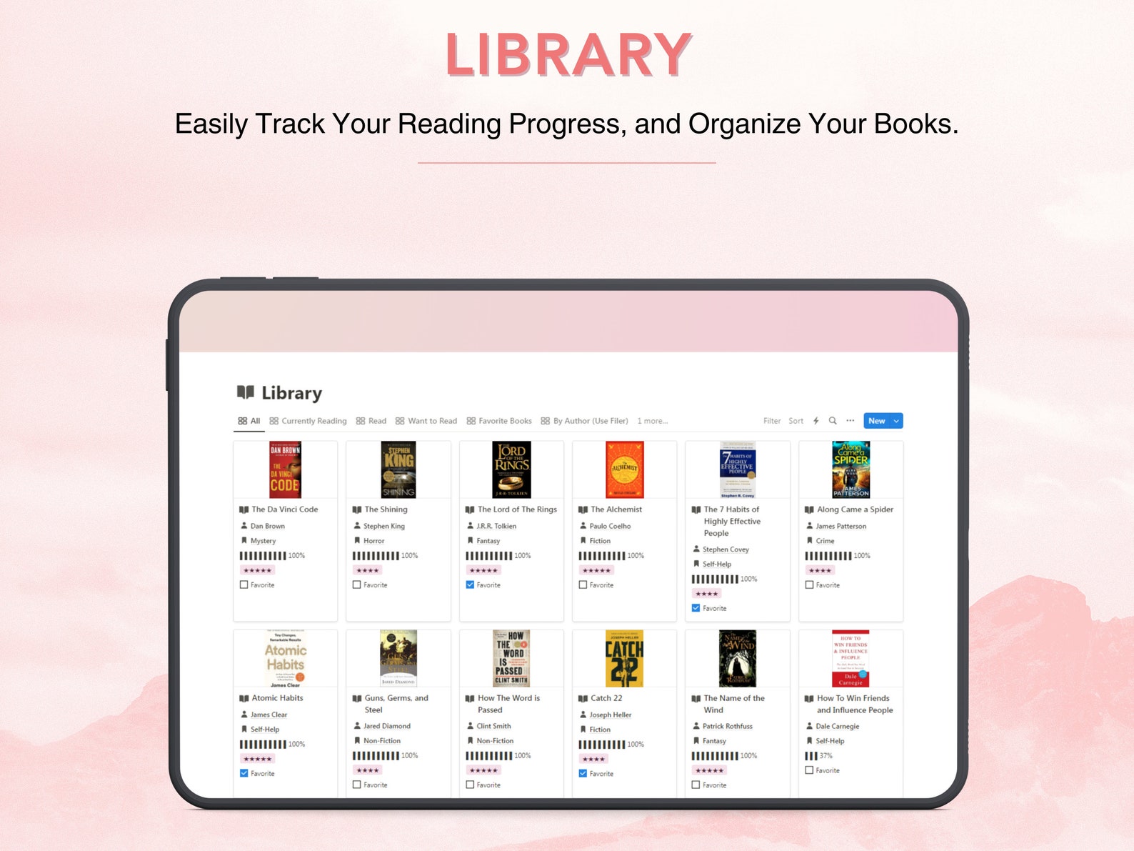 Notion Reading Journal Template All in One Book Tracker Aesthetic ...