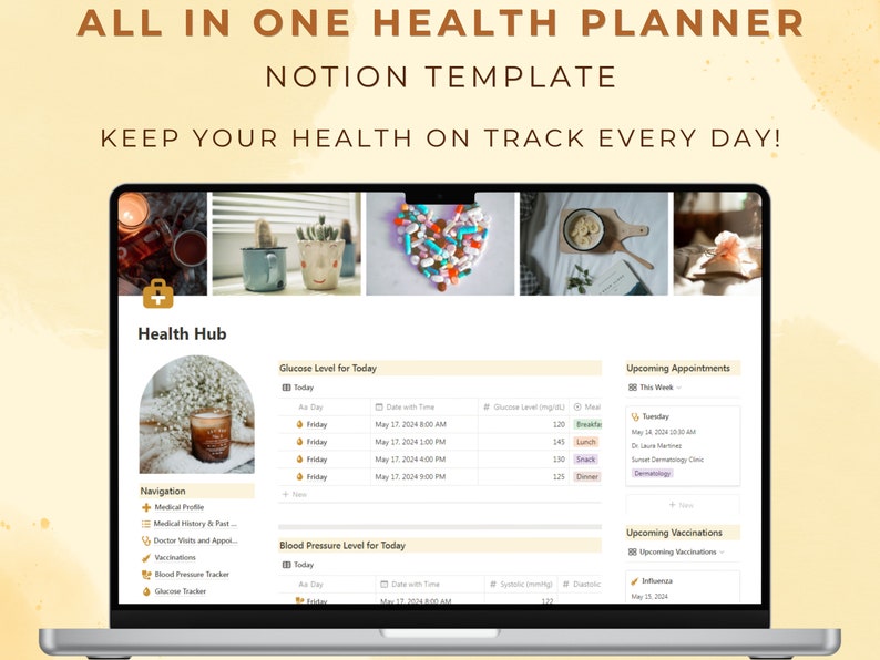 Notion Template Health Tracker Aesthetic Medical Planner Medication ...