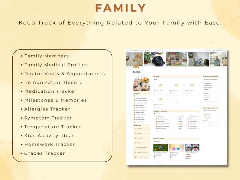 Notion Template Mom and Family Life Planner Productivity Finance ...