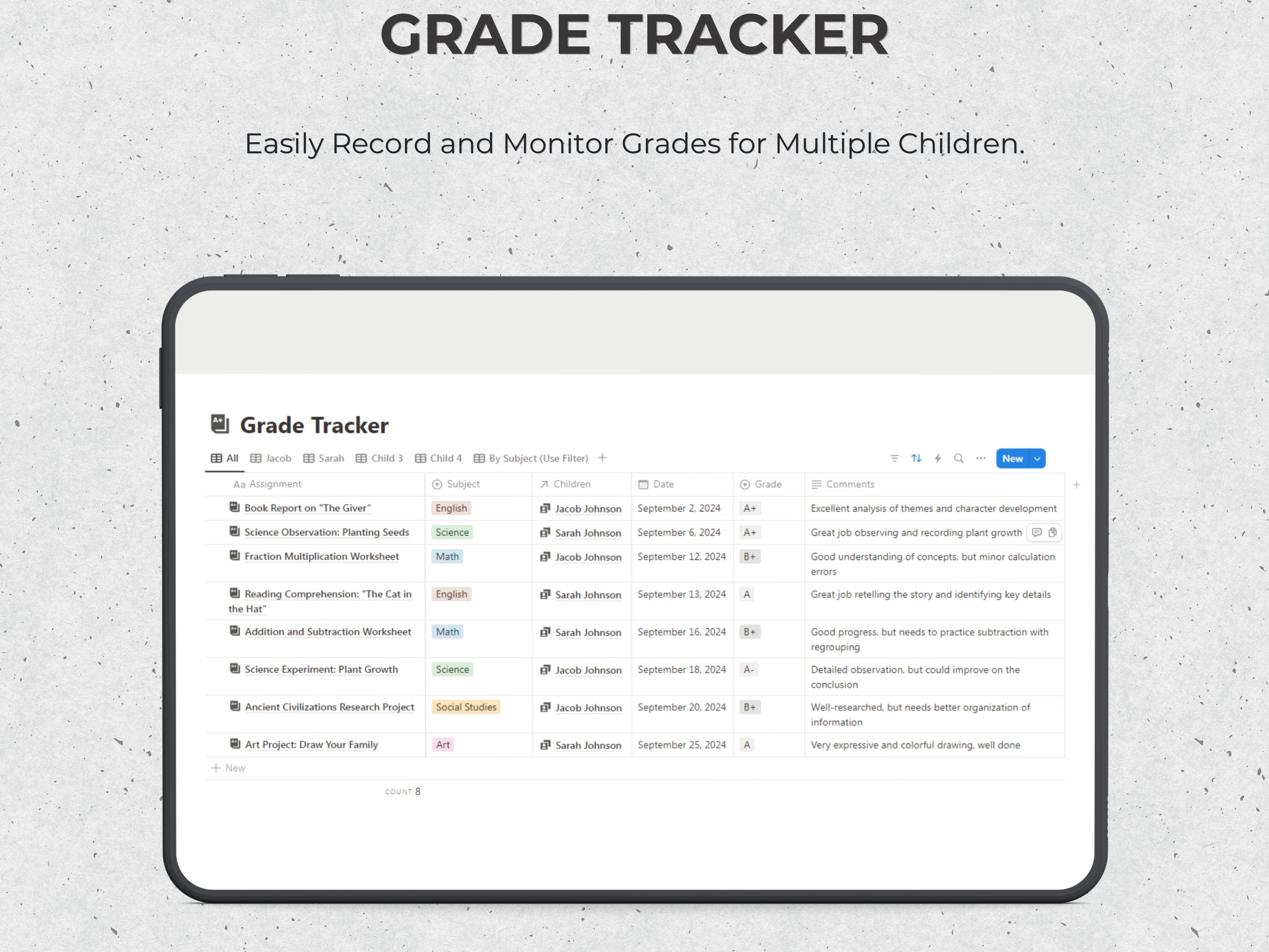 Notion Template Homeschool Planner for Multiple Kids Aesthetic Home ...