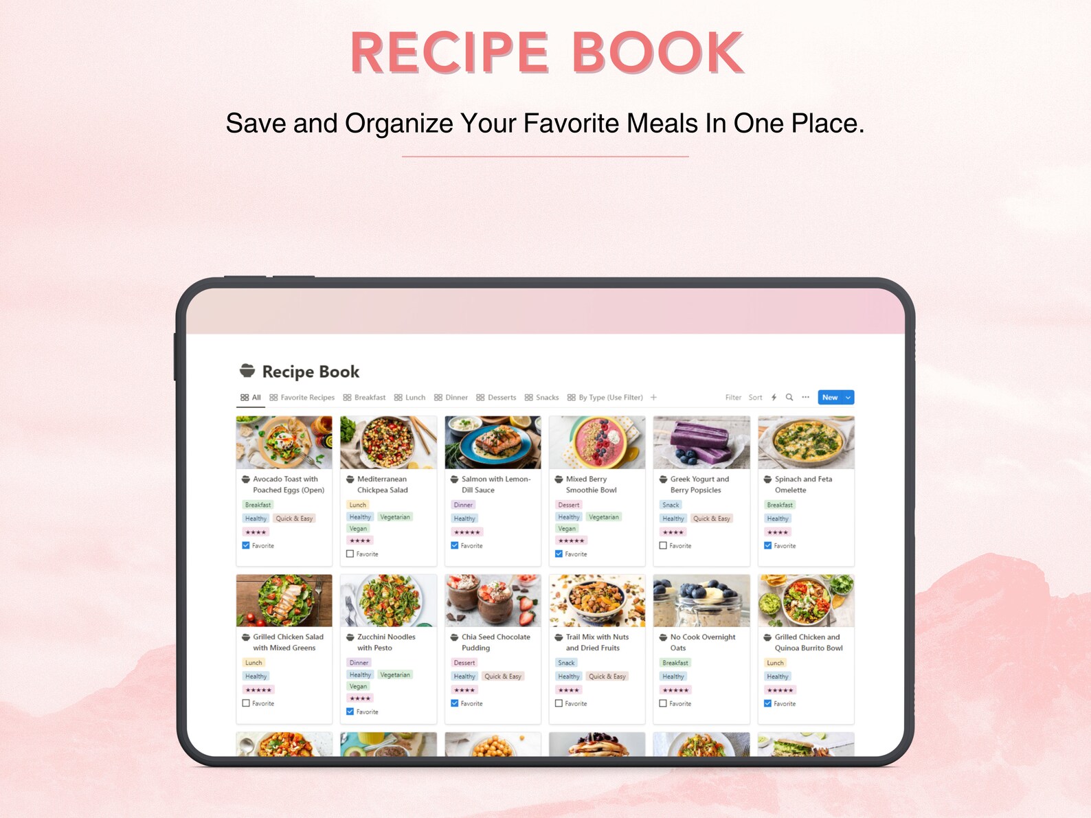Notion Meal Planner Template All in One Aesthetic Meal Planning Recipes ...