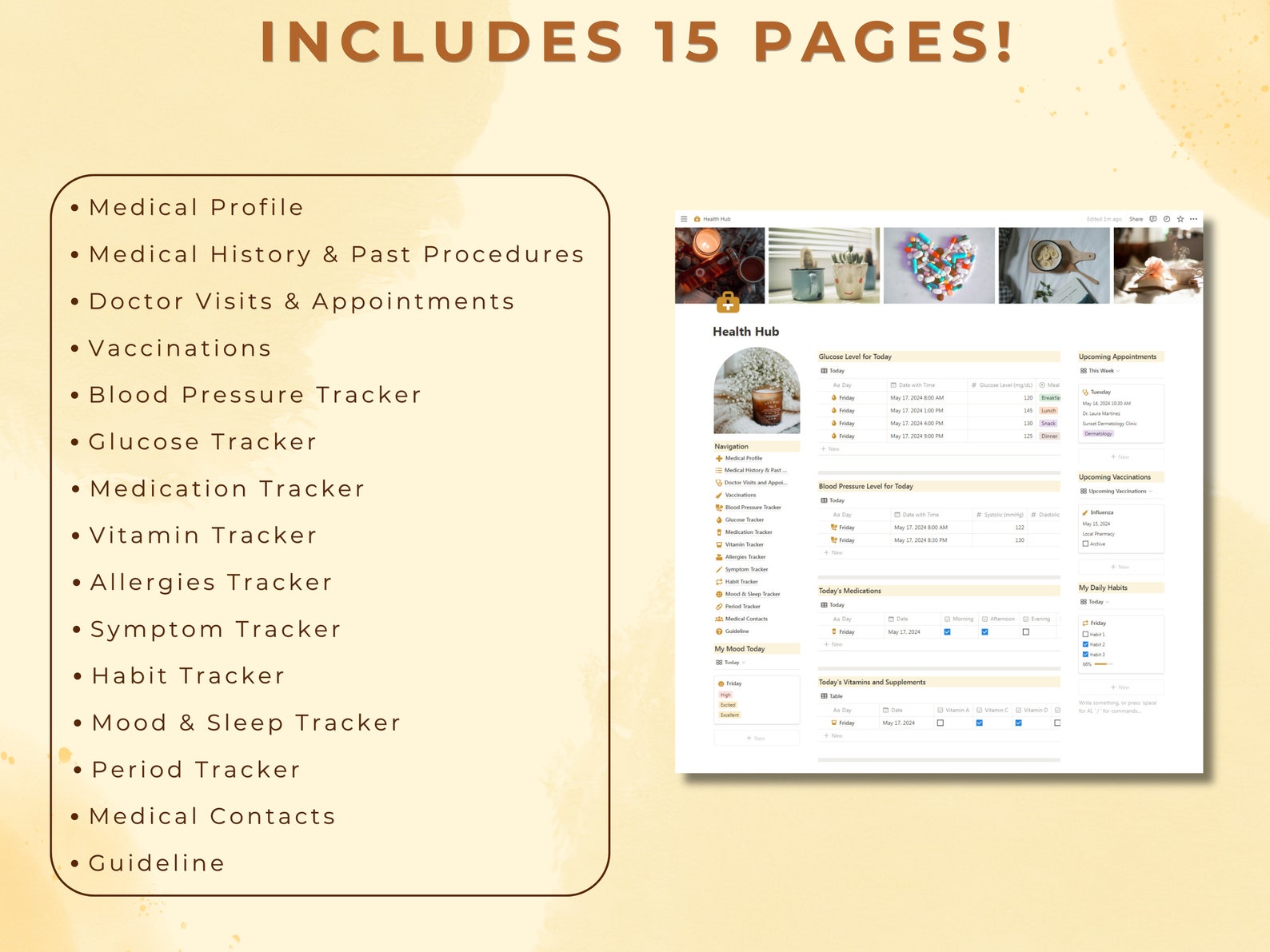 Notion Template Health Tracker Aesthetic Medical Planner Medication ...