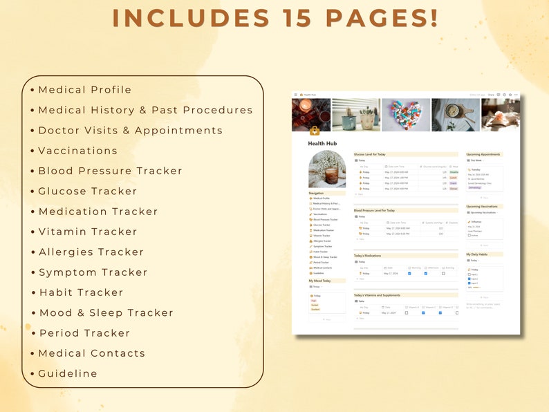 Notion Template Health Tracker Aesthetic Medical Planner Medication ...