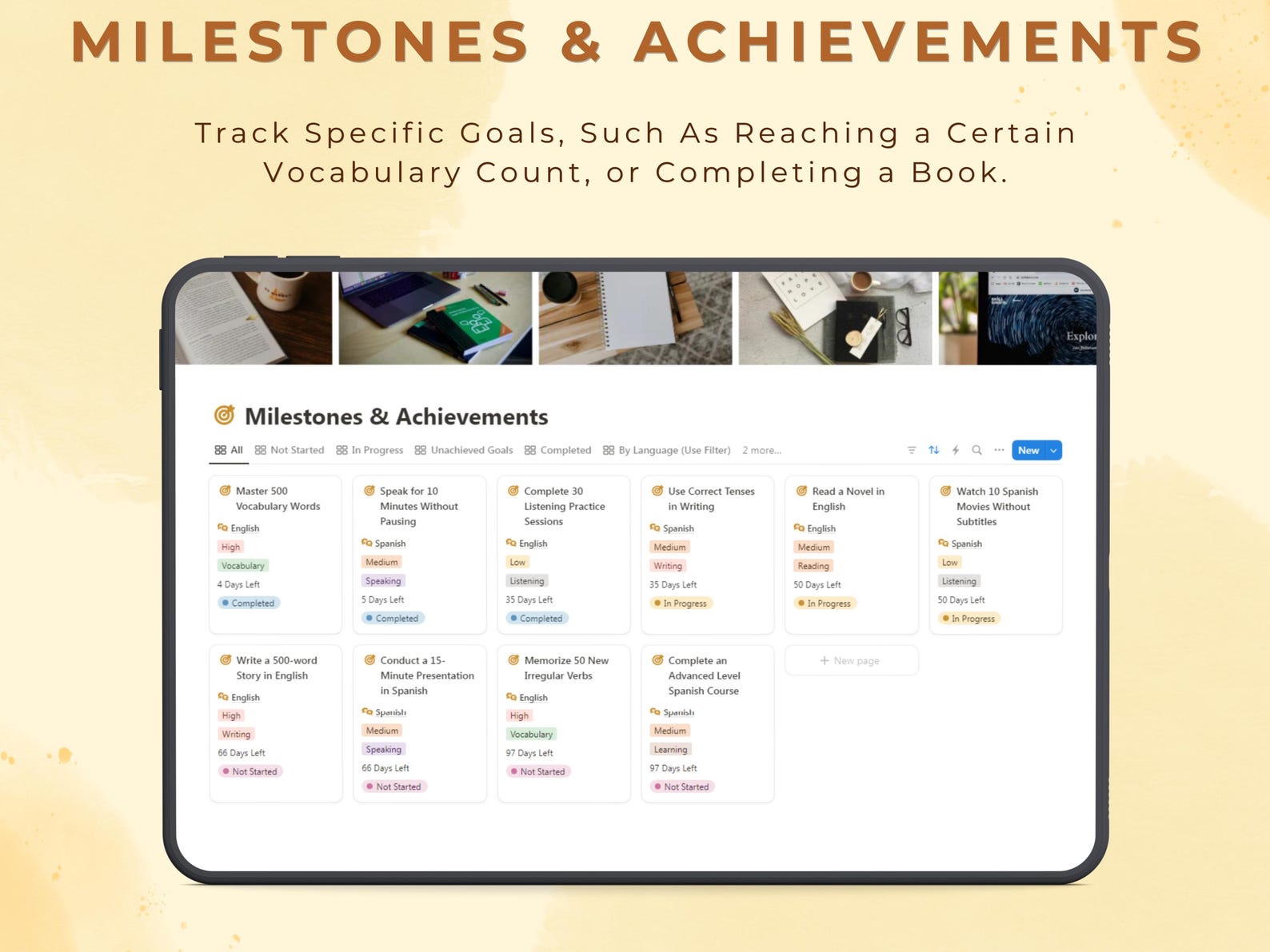 Notion Template Language Learning Hub for Multiple Languages Aesthetic ...