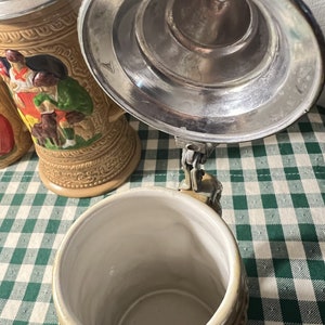 Vintage Beer Stein Set German/swedish Style Pewter Lids, Musical Stein ...