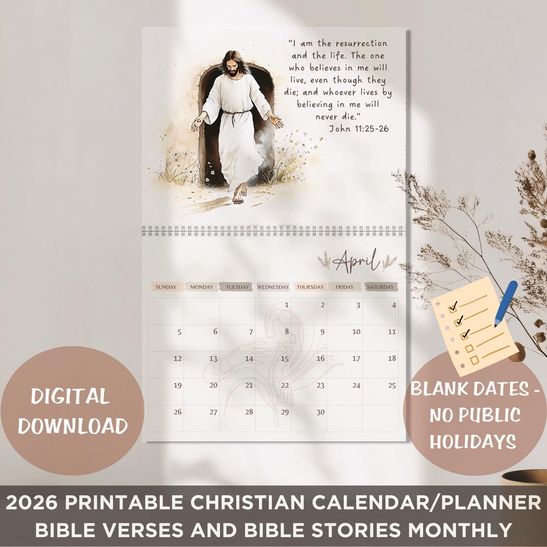 2026 Bible Verse Calendar Christian Calendar 2026 Calendar Bible Verse ...