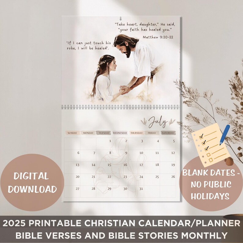 2025 Bible Verse Calendar Christian Calendar 2025 Calendar Bible Verse ...