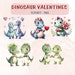 Dinosaur Valentines PNG Watercolor Cute Dinosaur Couple Clipart ...