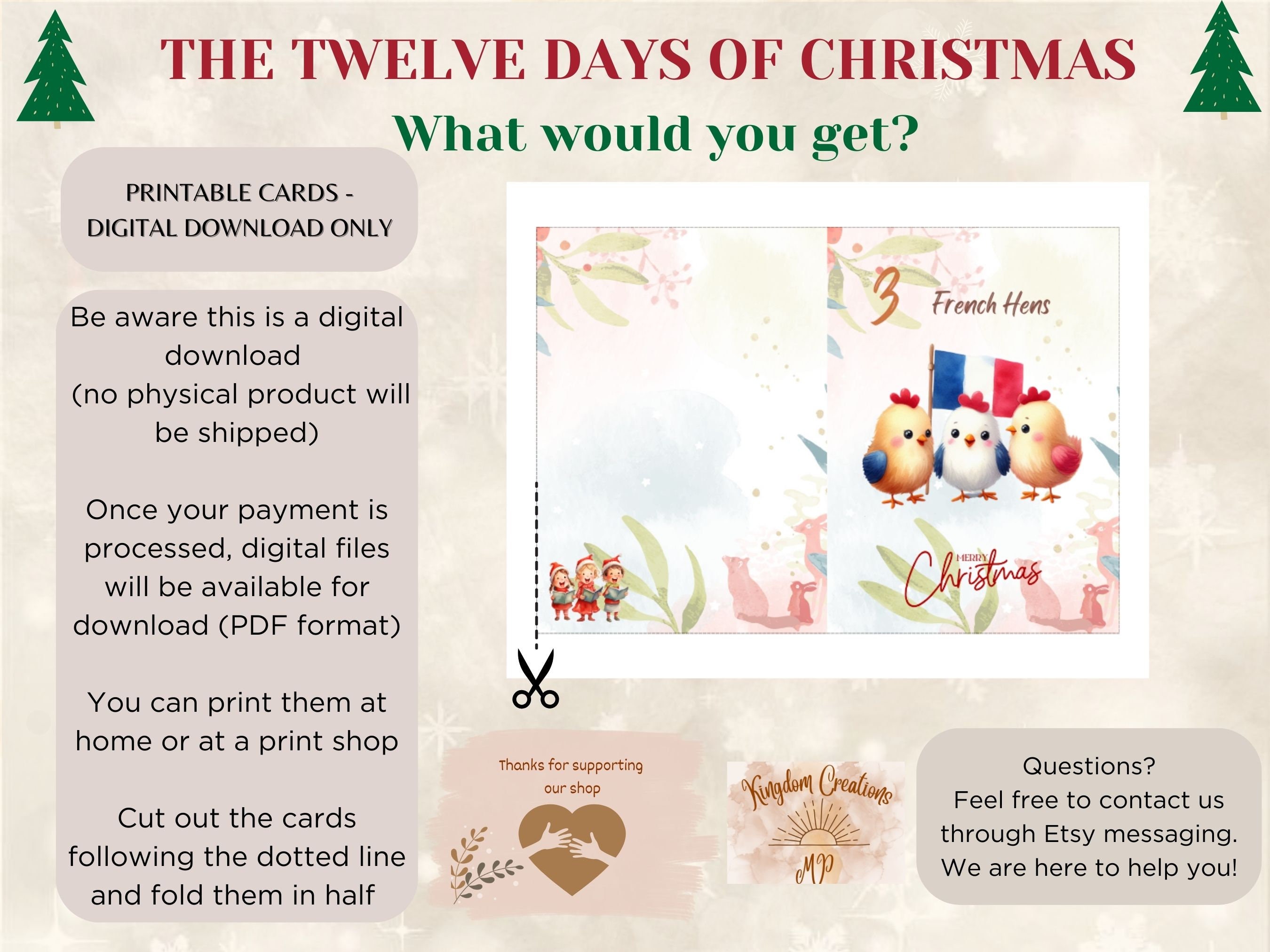 Bundle Twelve Days of Christmas Cards 12 Days of Christmas - Etsy