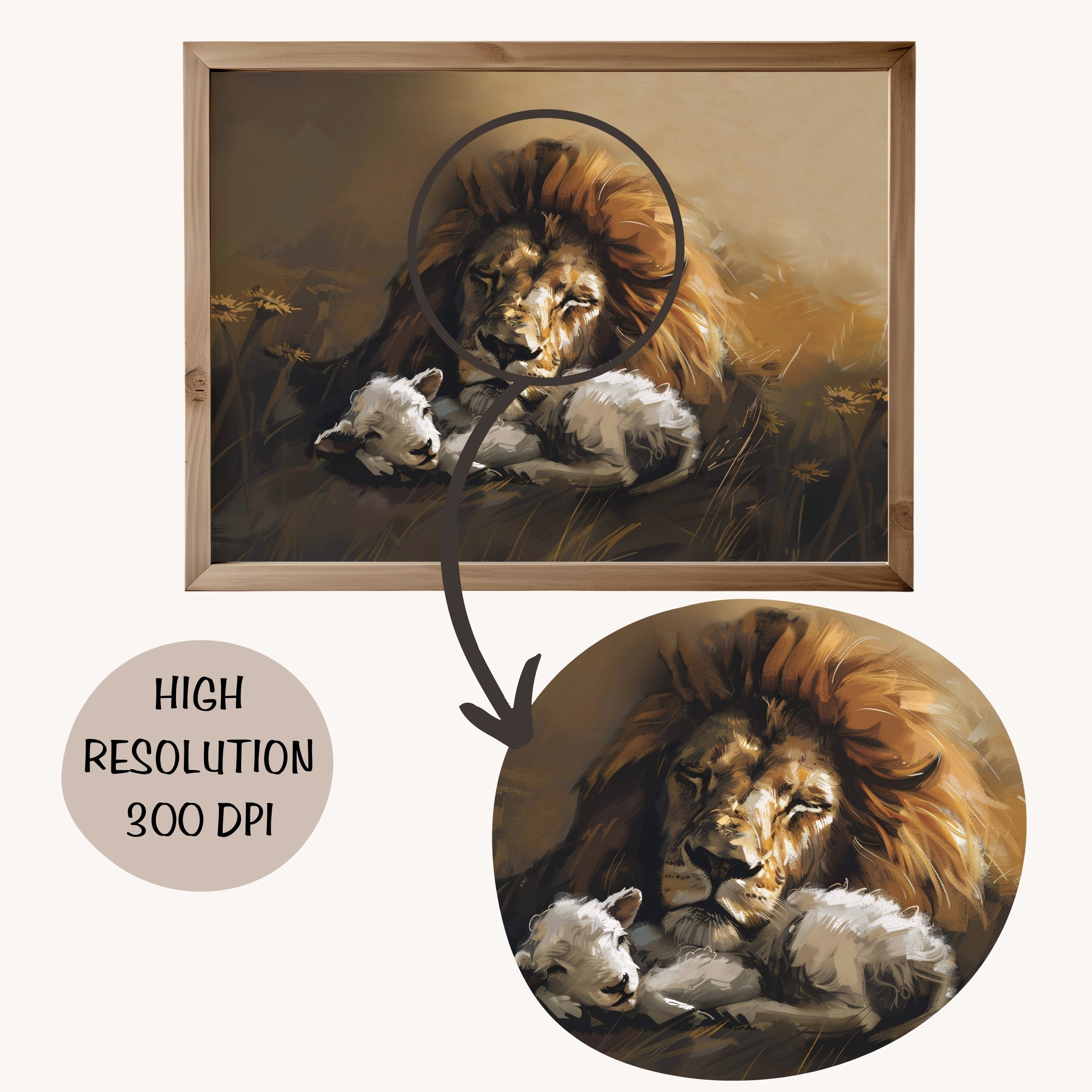 Lion and the Lamb Wall Art the Lion of Judah Jesus is King Art Lamb of ...