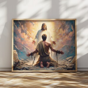 Jesus Breaking Chains Art, Freedom in Jesus, Galatians 5, Psalms 107 ...