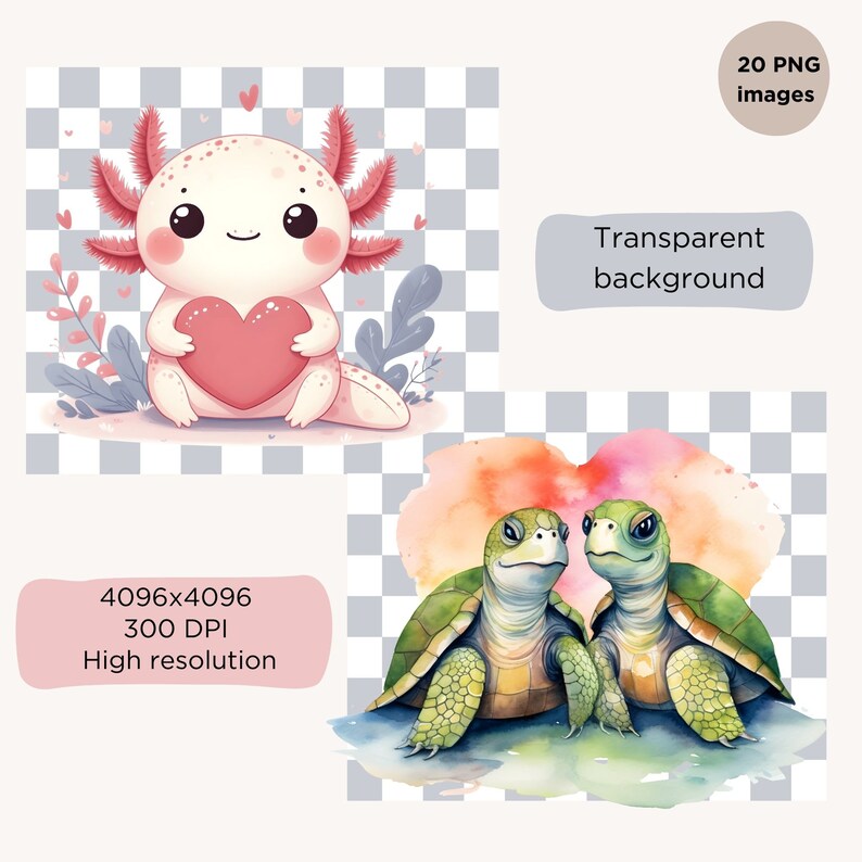 Under the Sea Animals Valentines Clipart Aquatic Animals PNG Cute ...