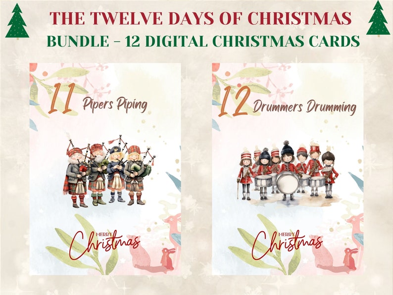 Bundle Twelve Days of Christmas Cards 12 Days of Christmas - Etsy