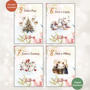 Bundle Twelve Days of Christmas Cards, 12 Days of Christmas Set ...