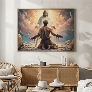 Jesus Breaking Chains Art, Freedom in Jesus, Galatians 5, Psalms 107 ...