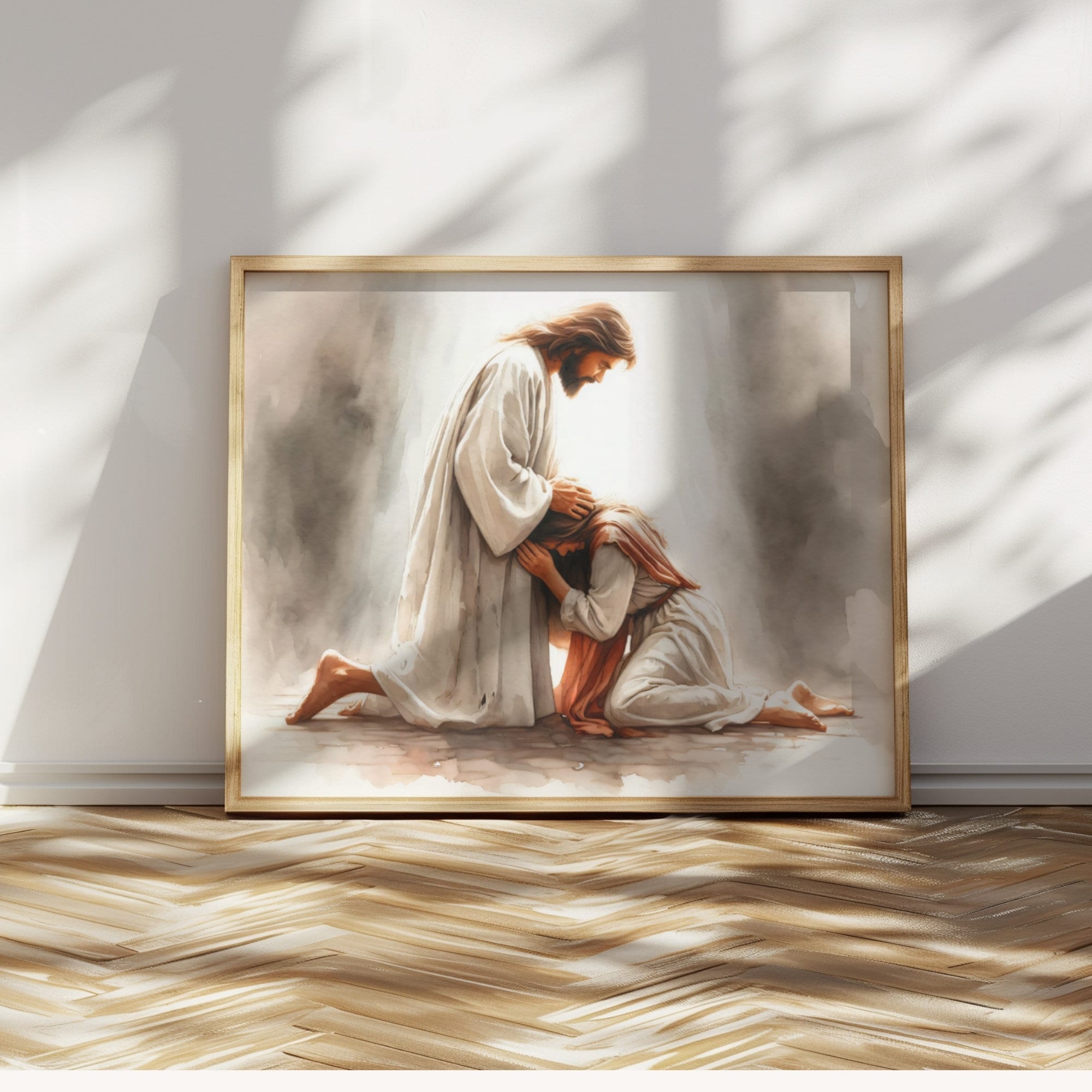 Jesus Heals a Woman Bible Art, Woman Touches the Hem of Jesus Garment ...