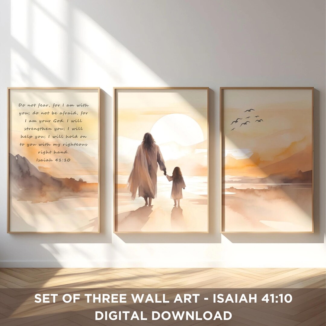 Christian Wall Art Set of Three Wall Art Bible Verse Prints Scripture ...