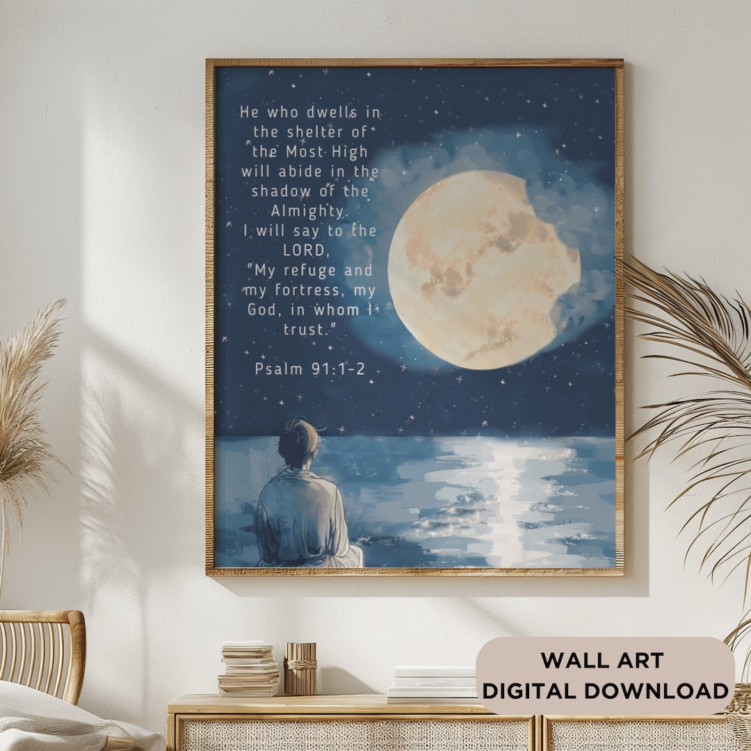Psalm 91 Wall Art, Psalm 91 Print, Christian Wall Art, Bible Verse Wall ...