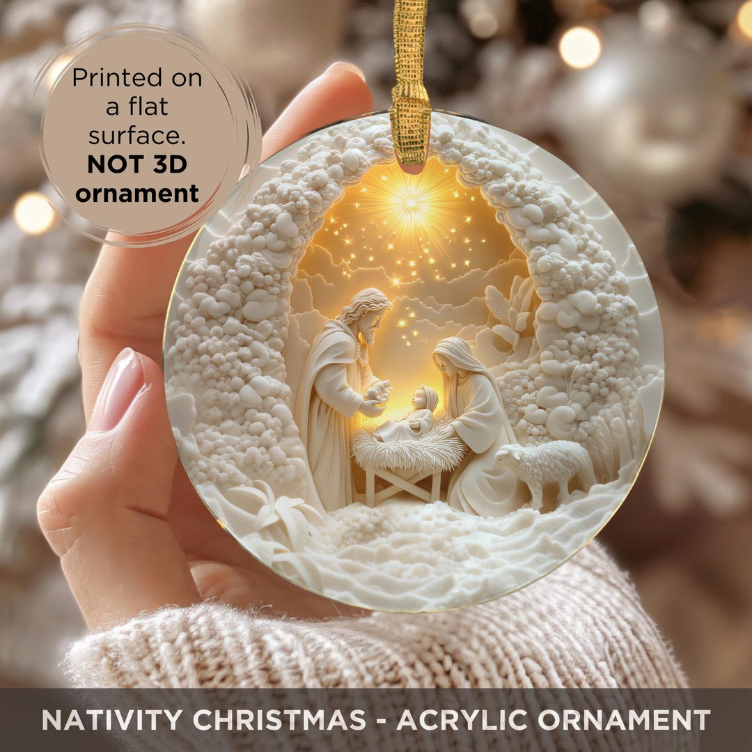 Nativity Christmas Ornament 3D Effect White Nativity Scene Christmas ...