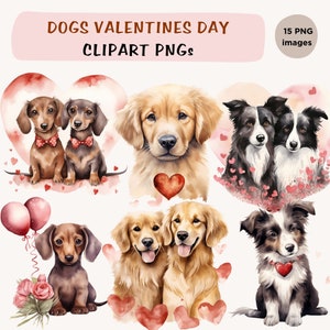 Dogs Valentines Day Clipart, Cute Couple Dogs PNG, Bundle Dogs Puppies ...