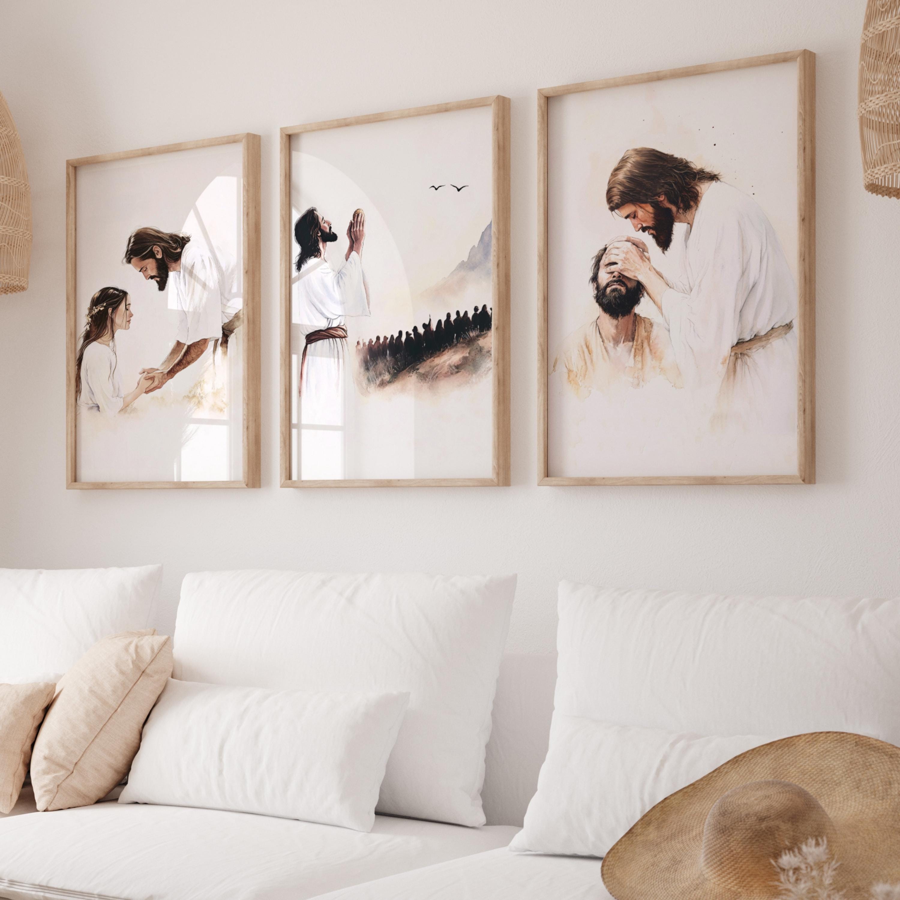 Set of 3 Miracles of Jesus Watercolor Printable Jesus Miracle Gospel ...