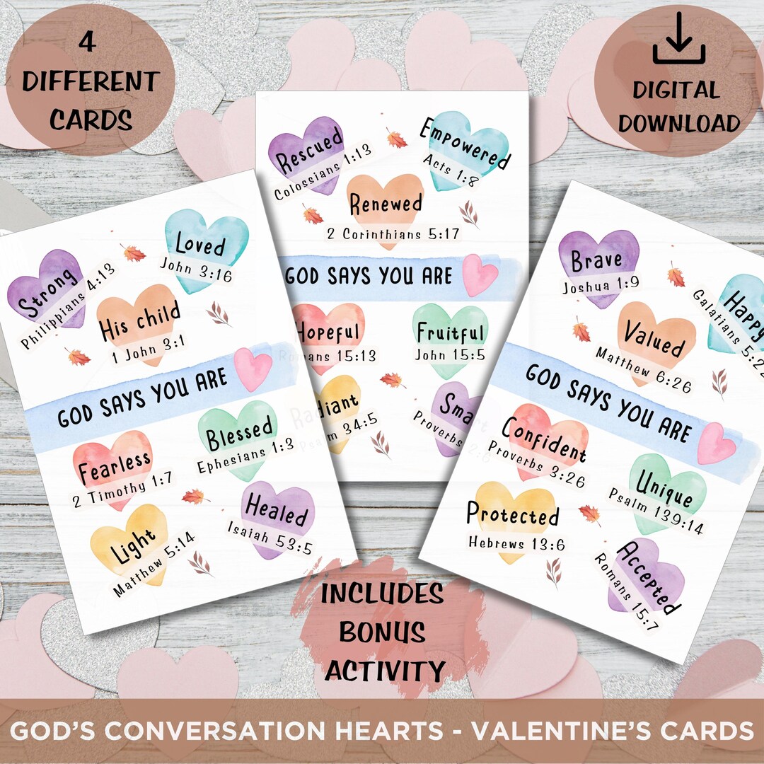 God's Conversation Hearts Valentines Christian Cards God's Love ...