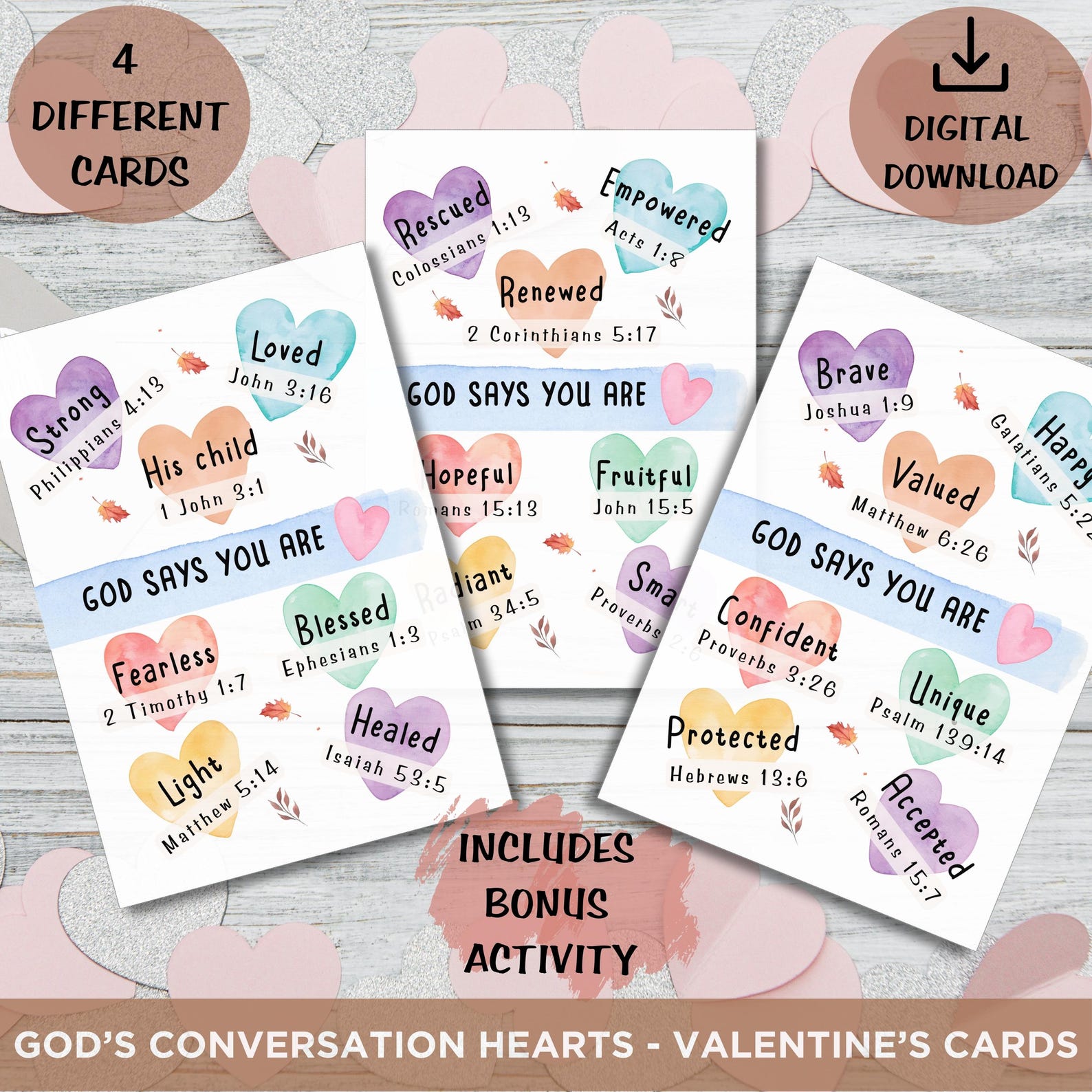God's Conversation Hearts Valentines Christian Cards God's Love ...