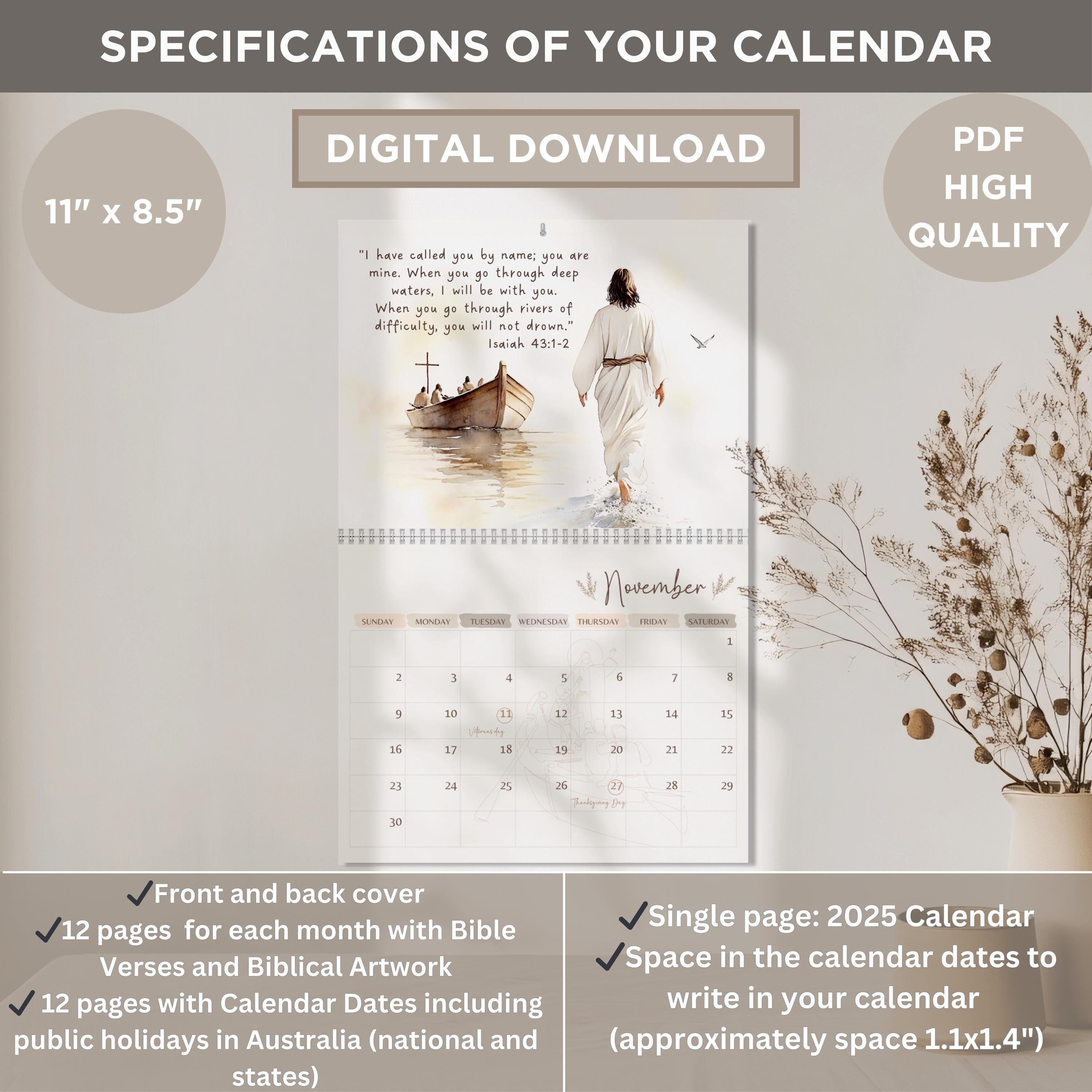 2025 Bible Verse Calendar Christian Calendar 2025 Calendar Bible Verse ...