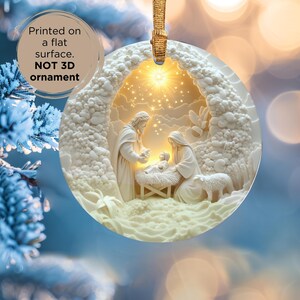 Nativity Christmas Ornament 3D Effect White Nativity Scene Christmas ...