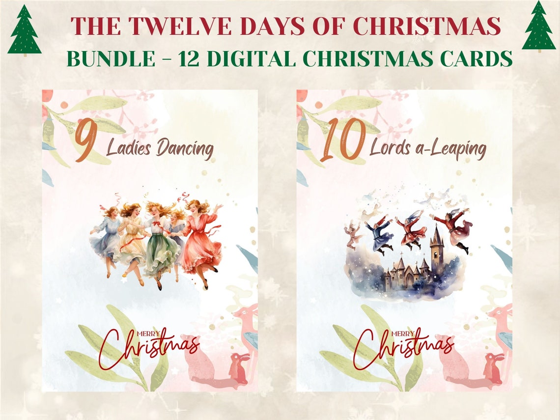 Bundle Twelve Days of Christmas Cards 12 Days of Christmas - Etsy