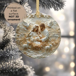 Nativity Christmas Ornament 3D Effect White Nativity Scene Christmas ...
