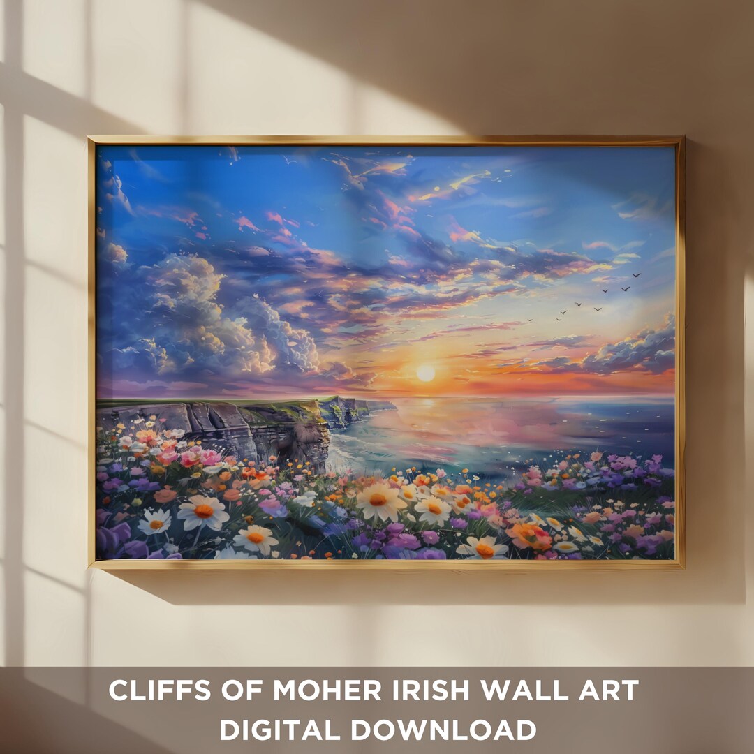 Cliffs of Moher Ireland Watercolor Print, Emerald Isle Wall Art, Spring ...