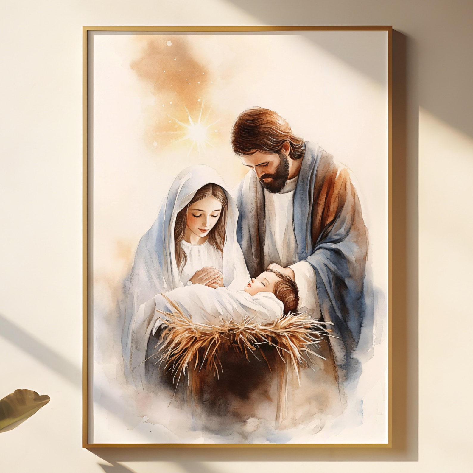 Set of 3 Nativity Scene Art Watercolor Christmas Nativity Set Jesus ...