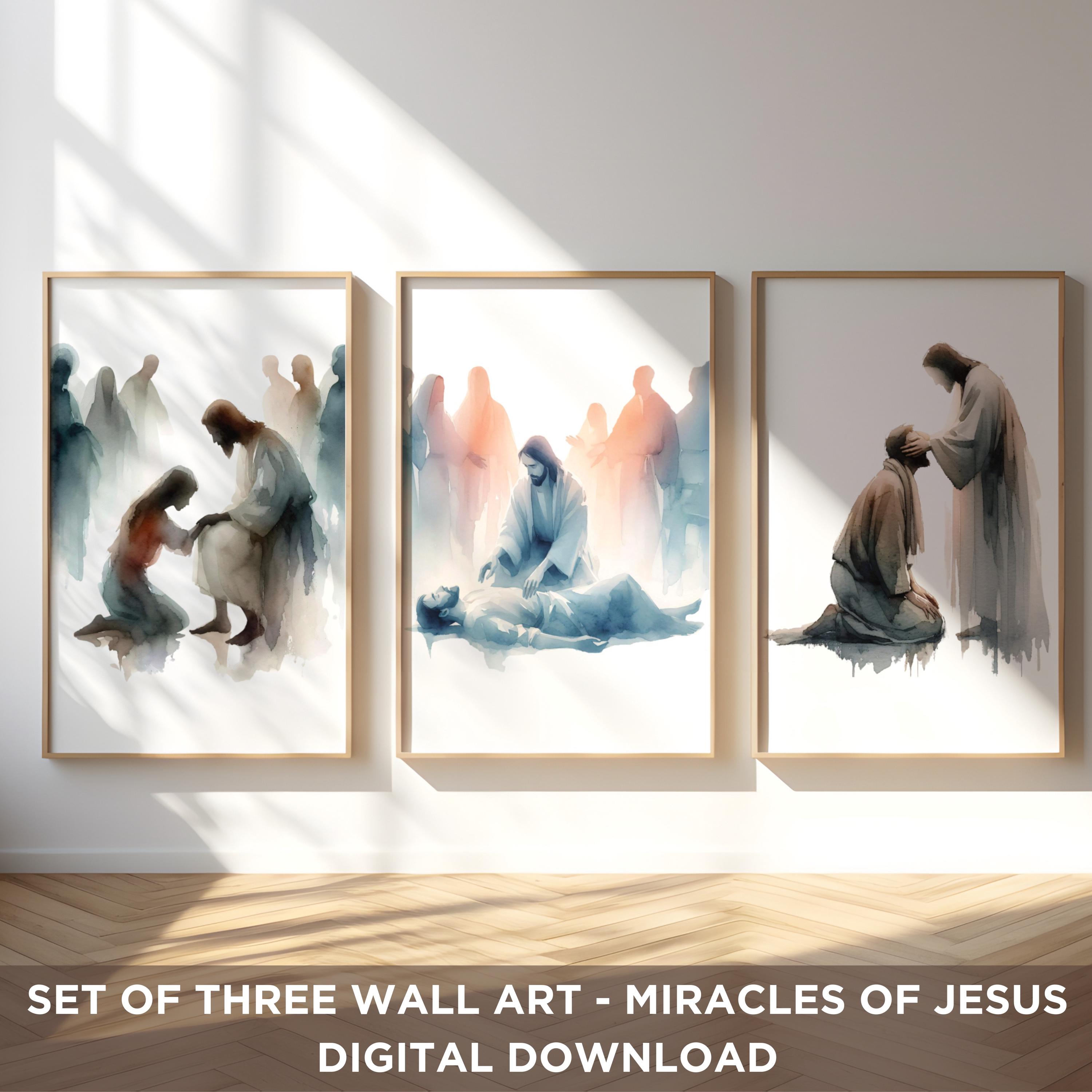 Set of 3 Miracles of Jesus Printable Minimalistic Jesus Art Miracle ...