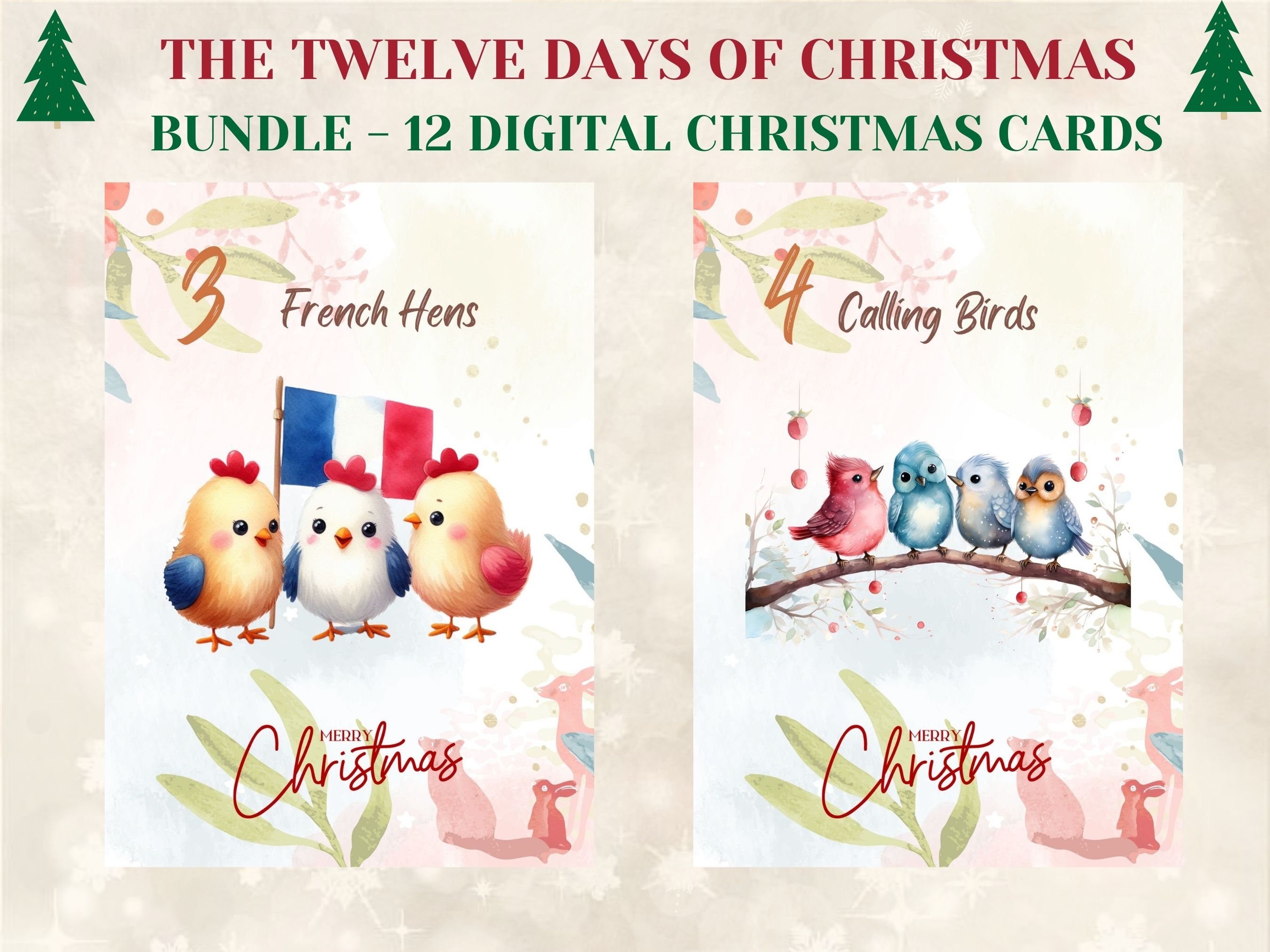 Bundle Twelve Days of Christmas Cards 12 Days of Christmas - Etsy