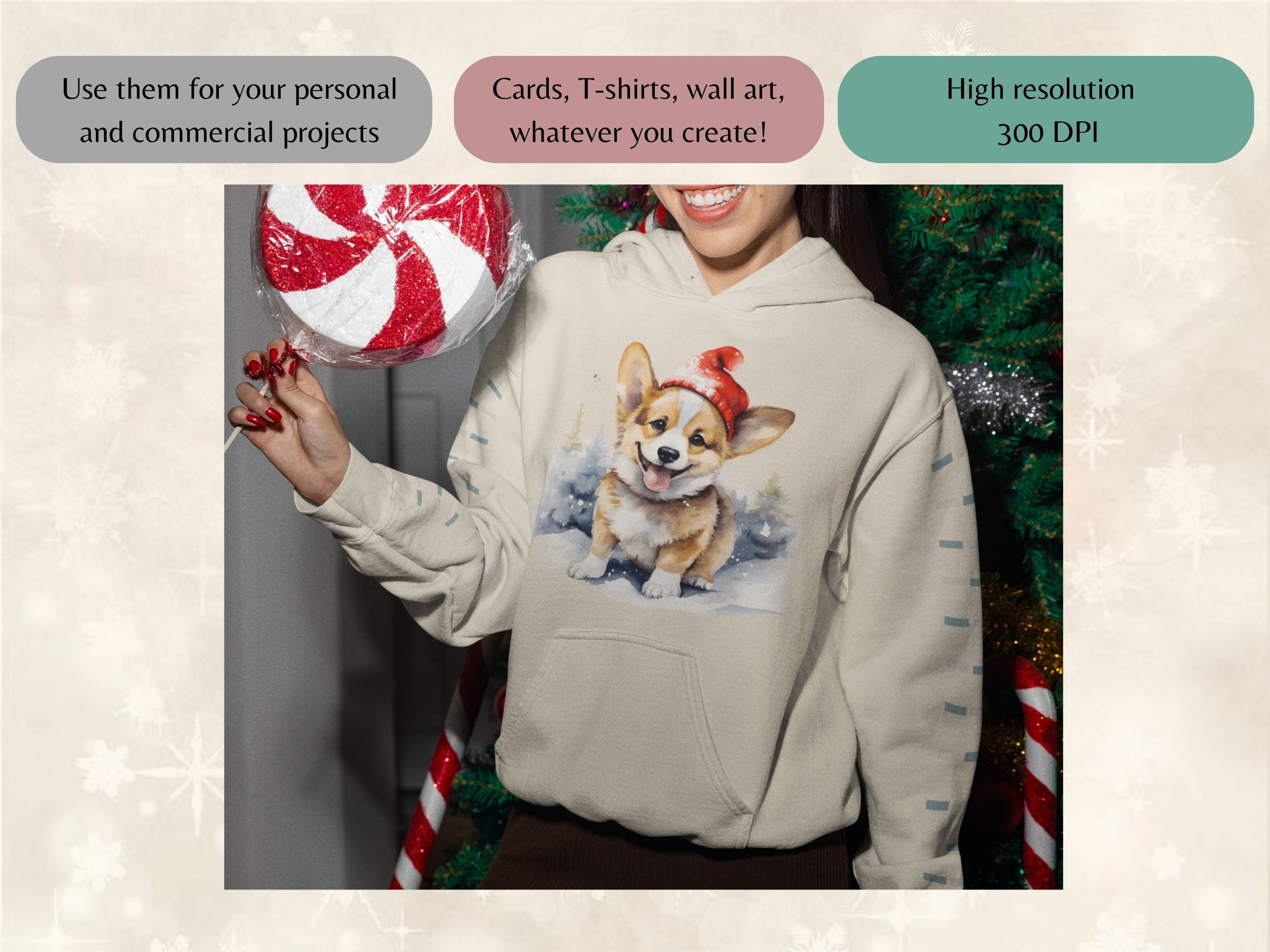 Watercolour Corgi PNG Bundle, Corgi Clipart, Corgi Christmas, Dog ...