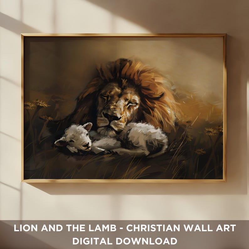 Lion and the Lamb Wall Art the Lion of Judah Jesus is King Art Lamb of ...