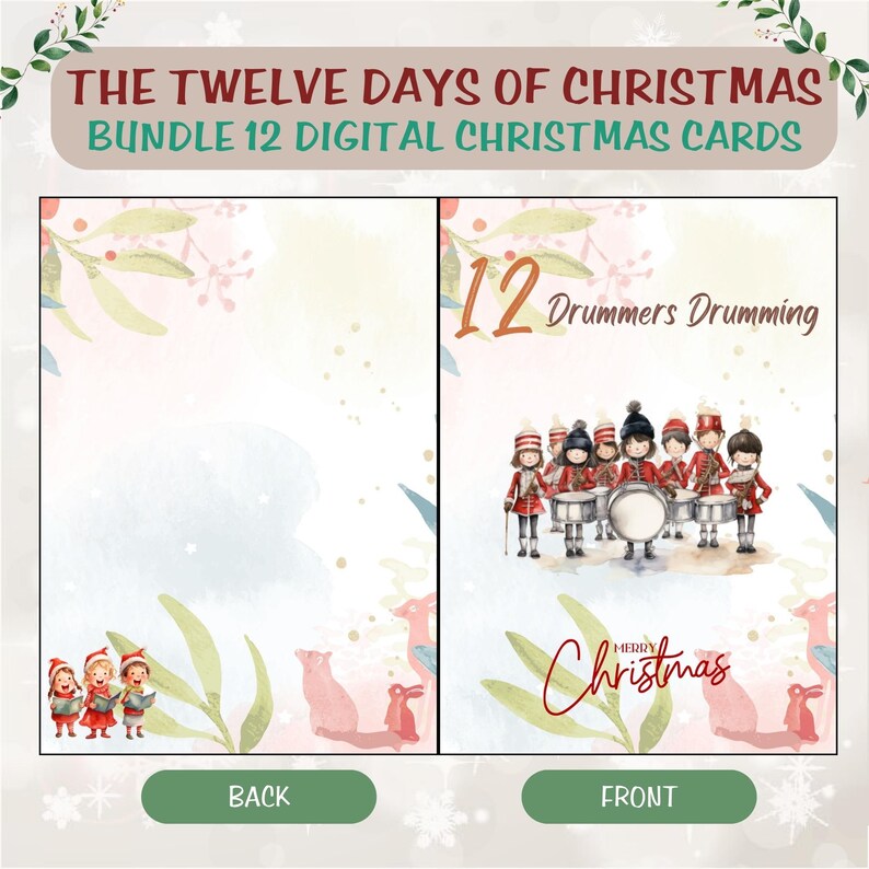 Bundle Twelve Days of Christmas Cards, 12 Days of Christmas Set ...