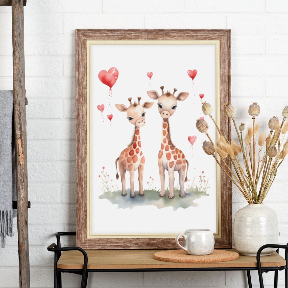 Safari Valentines Clipart, African Couple Animals Clipart, Watercolour ...