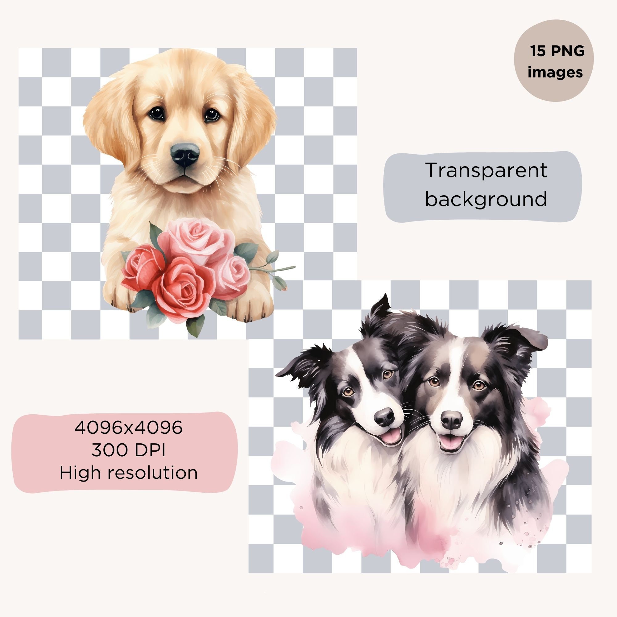 Dogs Valentines Day Clipart, Cute Couple Dogs PNG, Bundle Dogs Puppies ...