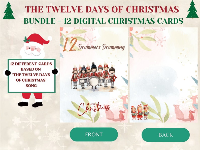 Bundle Twelve Days of Christmas Cards 12 Days of Christmas - Etsy